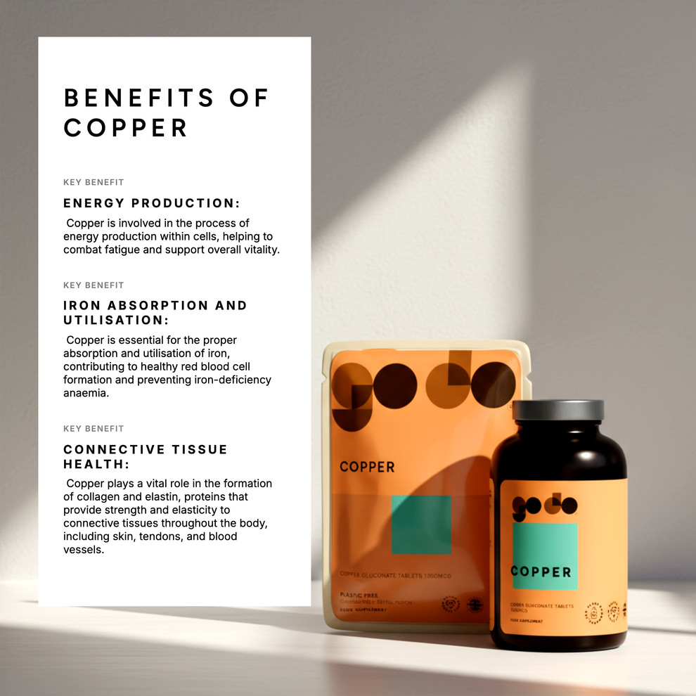 Chelated Copper Gluconate 1000mcg Tablets - Collagen & Immune Support ...