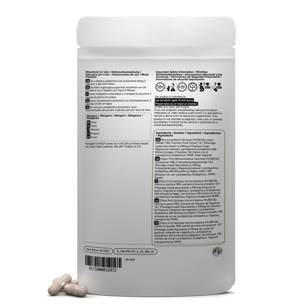 Fibre Pro Capsules - Husk - Inulin - Probiotic (Bowel Cleanse ...