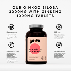 Cognitive & Energy Support - Ginkgo Biloba 3000mg with Ginseng 1000mg ...