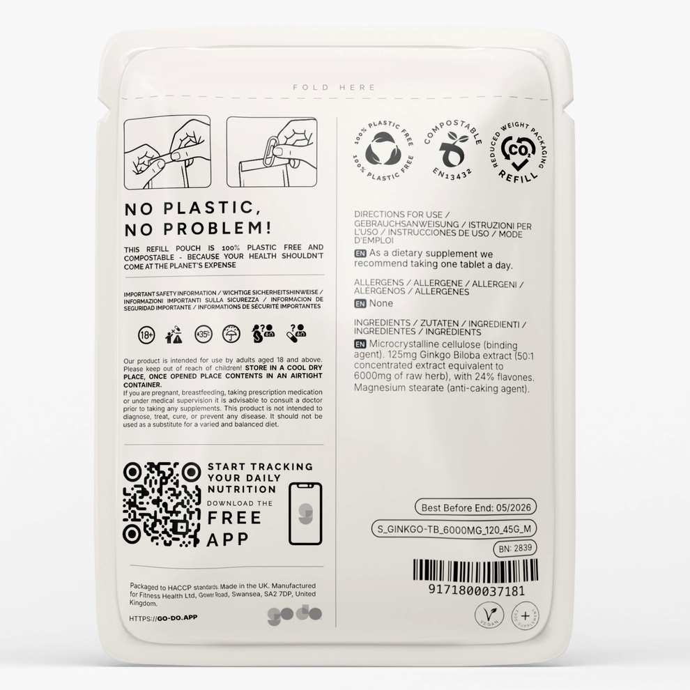 Ginkgo Biloba 6000mg tablets – Fitness Health